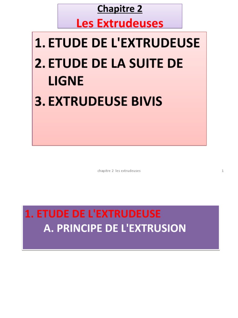Chap 01 Les Extrudeuses Bivis s2 2016 | PDF | Ingénierie mécanique ...