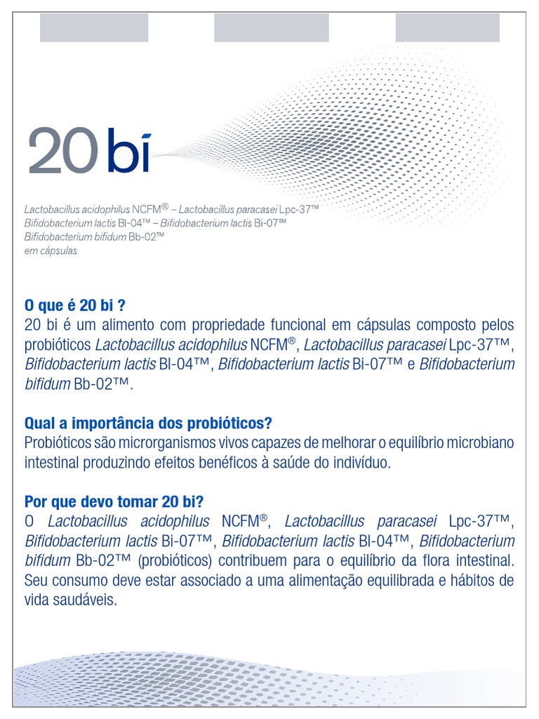 20bi Folheto | Download grátis PDF | Probiótico | Nutrição