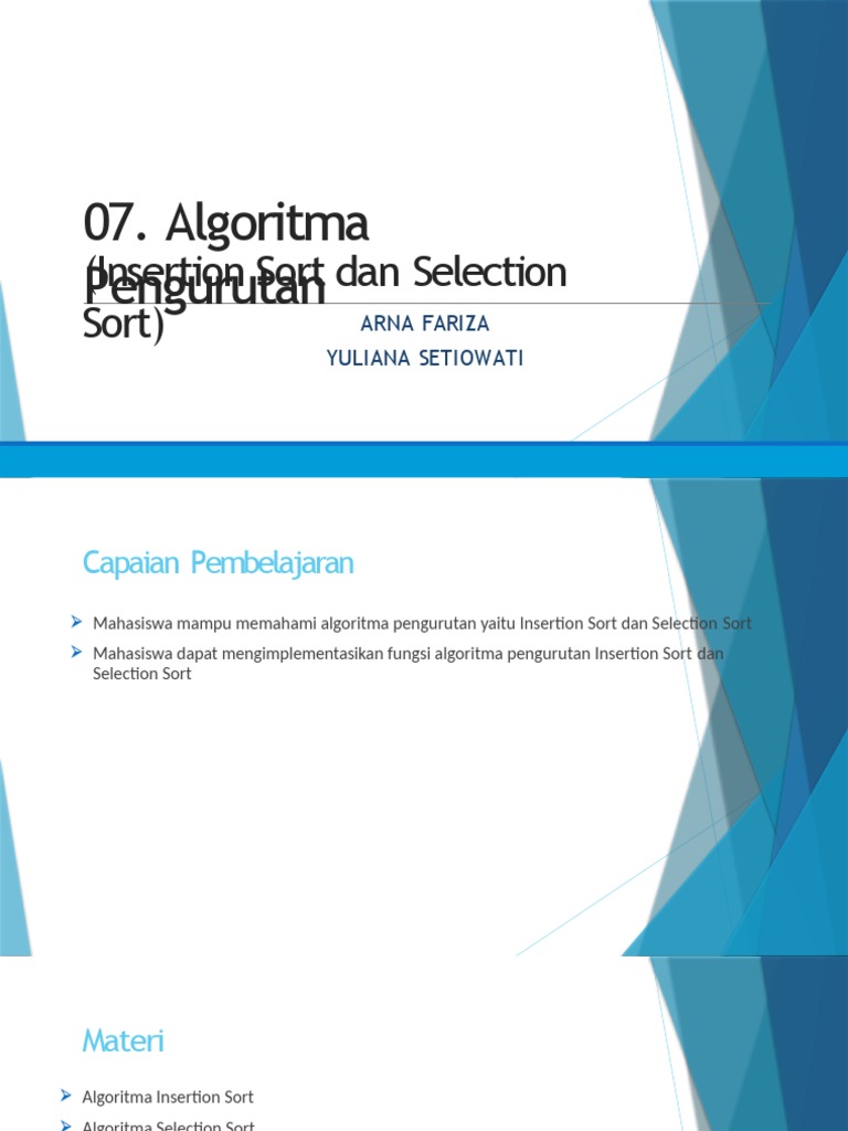 07 Insertion Sort Dan Selection Sort v1.2 Fix | PDF | Metode & Bahan Ajar