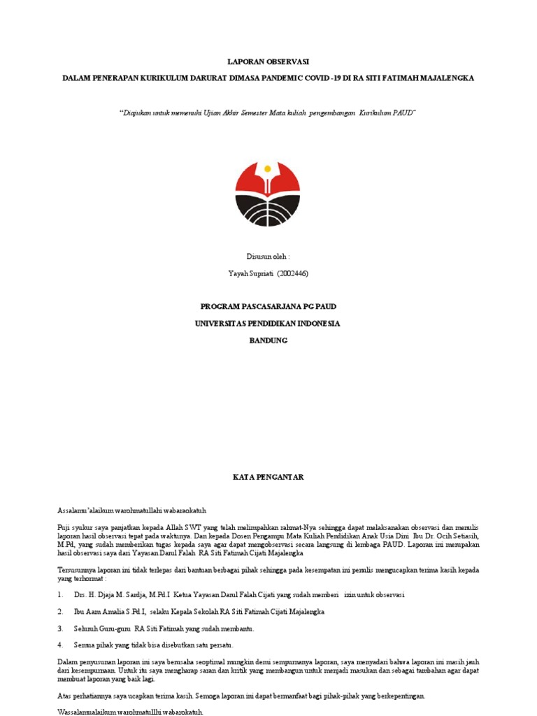 Laporan Observasi | PDF | Karier & Perkembangan | Ilmu Sosial