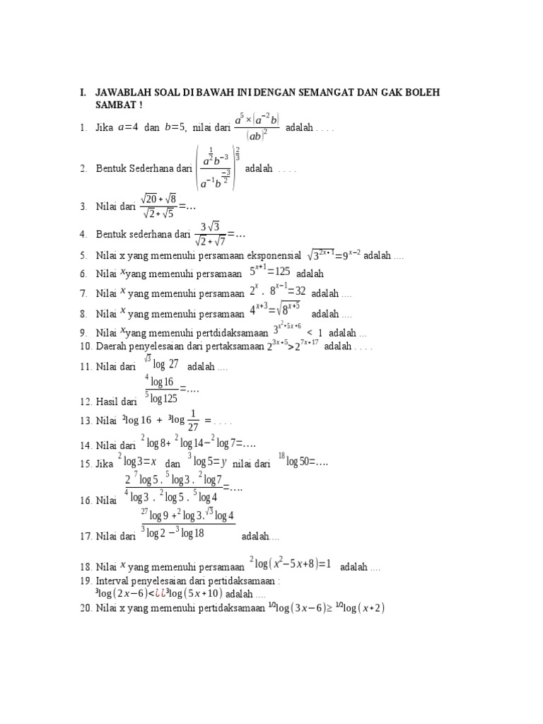 Soal Latihan MTK P | PDF