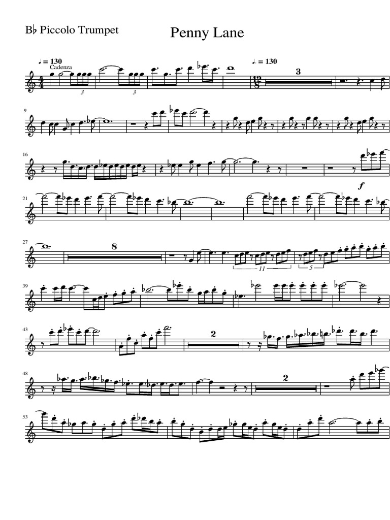 Penny Lane: B Piccolo Trumpet | PDF