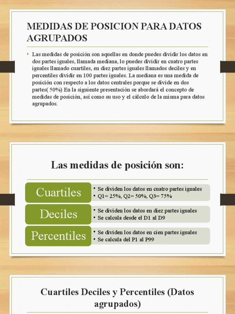 Medidas de Posición en Datos Agrupados | PDF | Cuantil | Muestreo ...