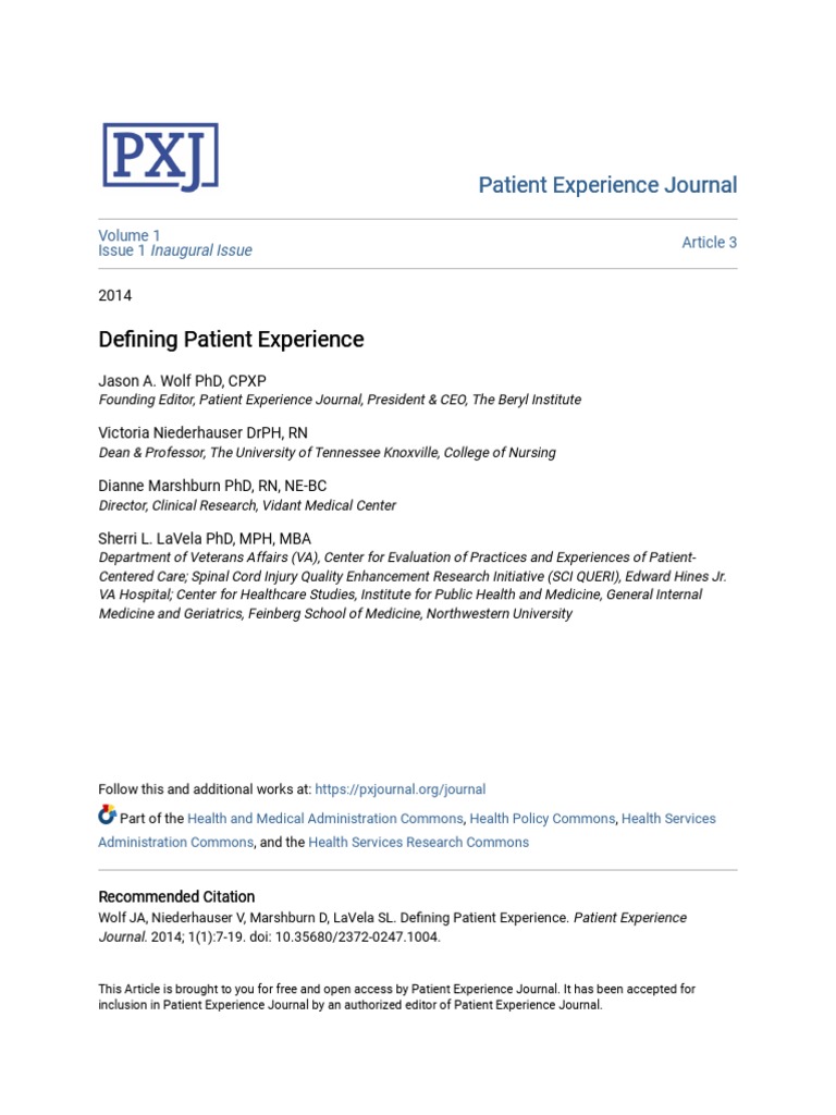 Defining Patient Experience | PDF | Patient | Health Care