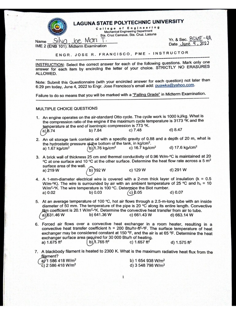 Ime2 - Midtermexam - Silva, Joe Mari T - Bsme-4a | PDF