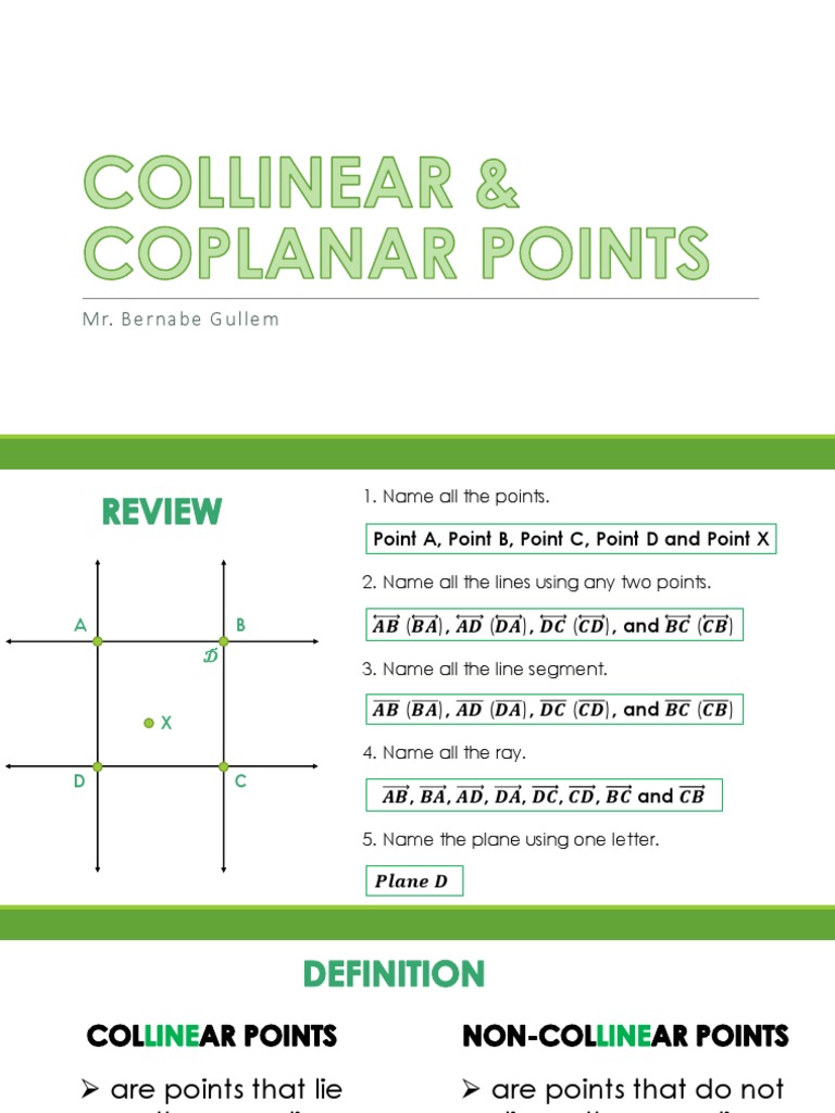 Collinear Coplanar Points | PDF | Line (Geometry) | Geometric Shapes