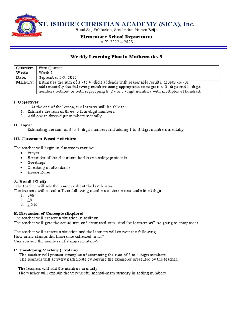 WEEK 5 Math 3 | PDF | Pedagogy | Teaching