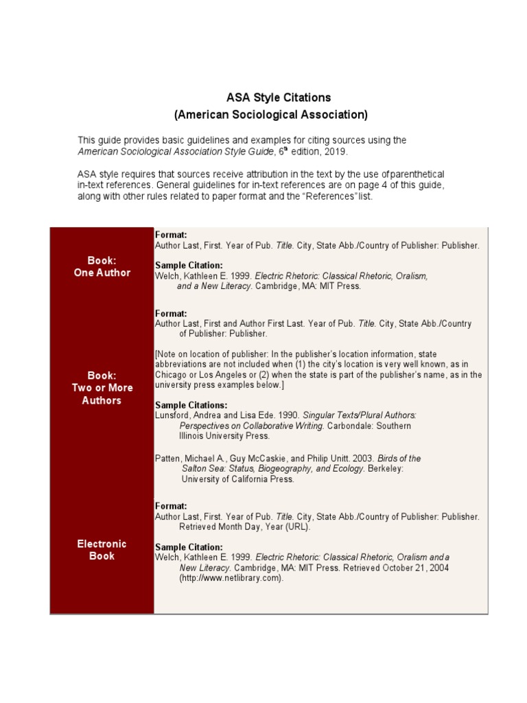 ASA Style Citations 6thed 4-2-1 | PDF | Citation | Communication