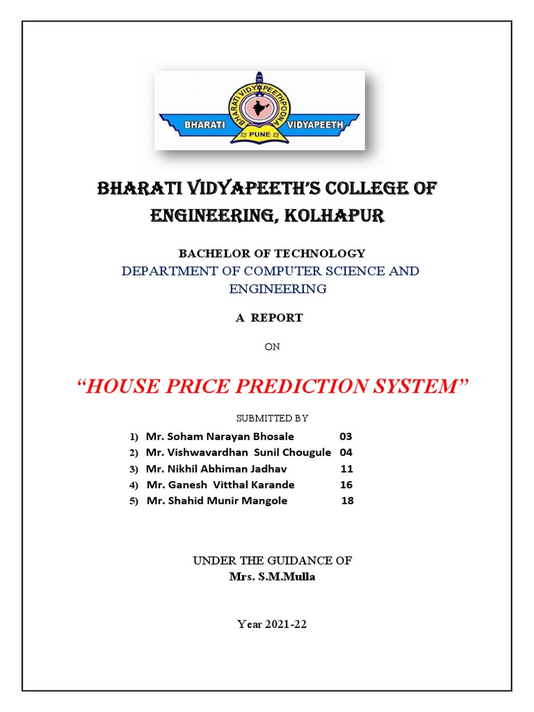 House Price Prediction Report Pdf Machine Learning Regression Analysis 