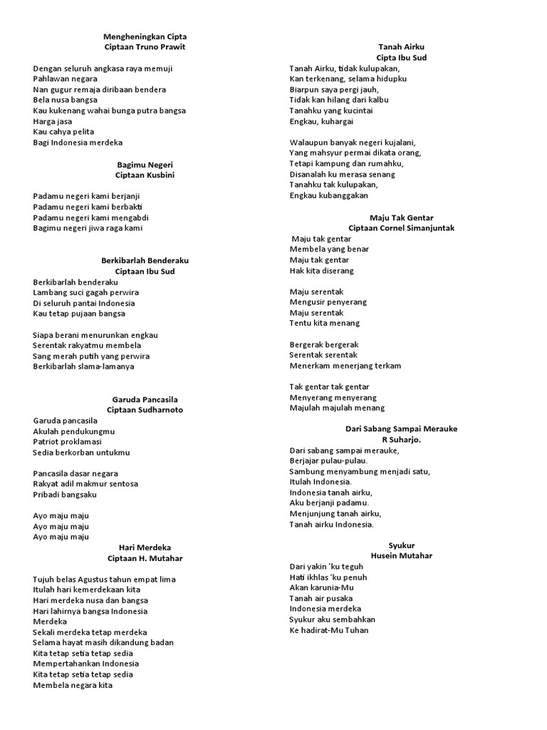 Lirik Lagu Nasional | PDF