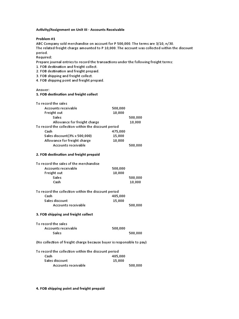 2 Assignment Unit III Accounts Receivable | PDF | Market (Economics ...