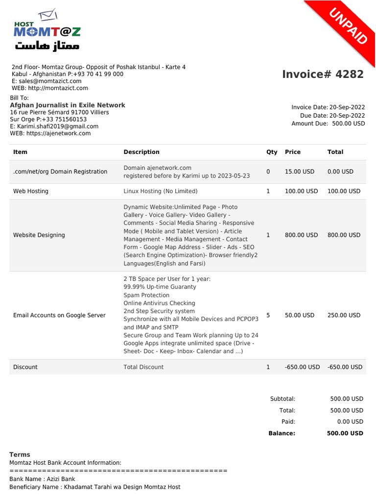 Invoice #4282 | PDF | World Wide Web | Internet & Web
