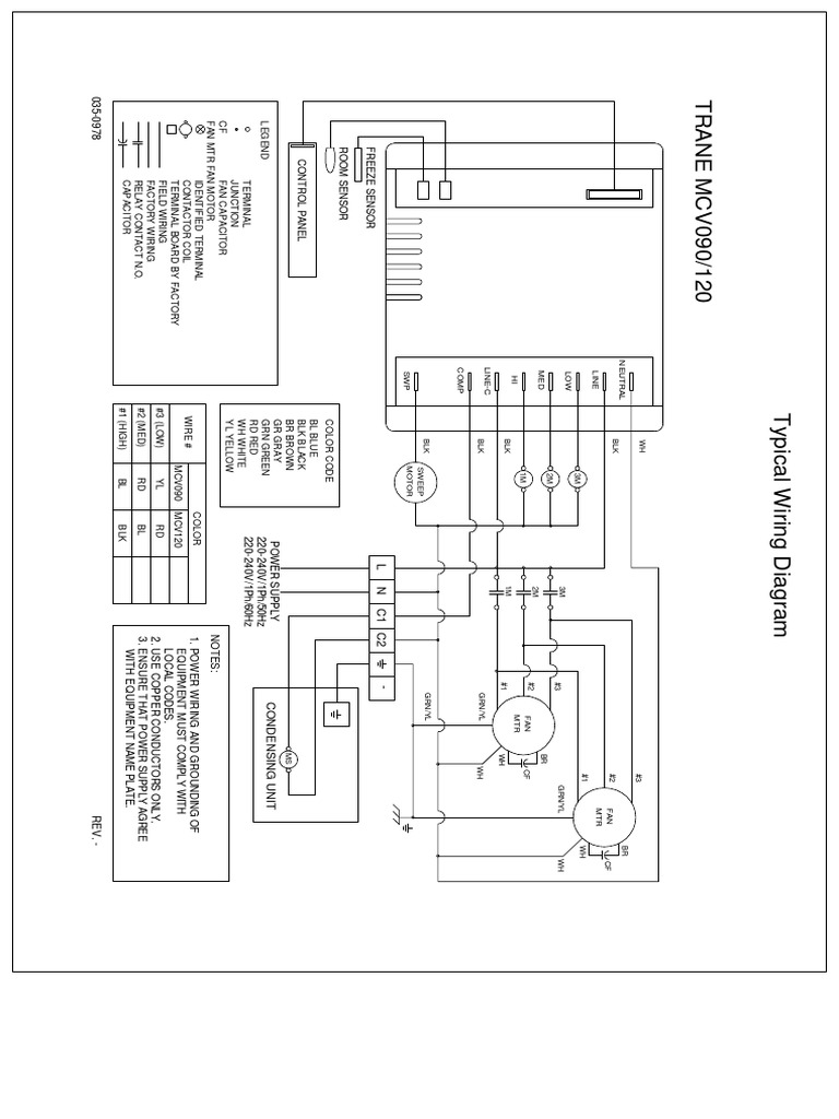 Trane MCV090/120 Wiring Diagram | PDF | Electrical Wiring ...