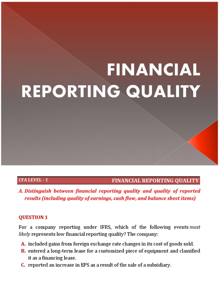 Financial Reporting Quality PPT - DONE | PDF | Depreciation | Financial ...