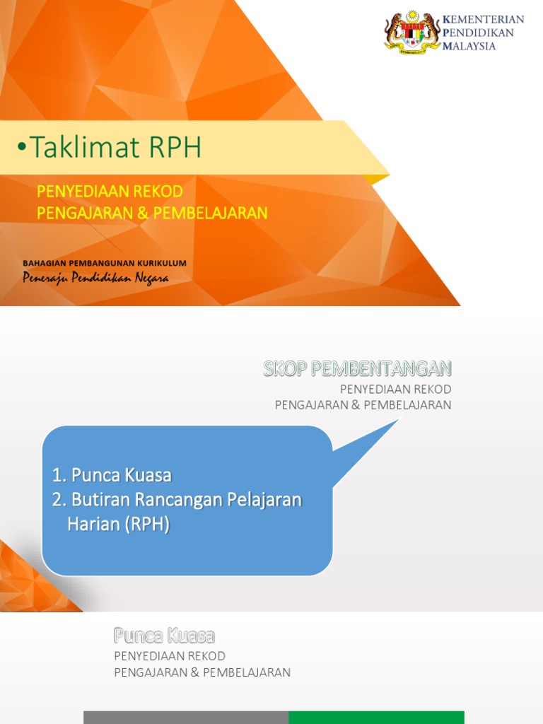 Taklimat RPH: Penyediaan Rekod Pengajaran & Pembelajaran | PDF