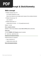 Mole Concept Formula Sheet | PDF