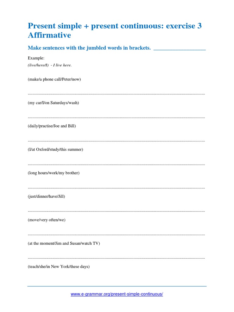 Jumbled Sentences: Present Simple Practice | PDF | Language Arts ...