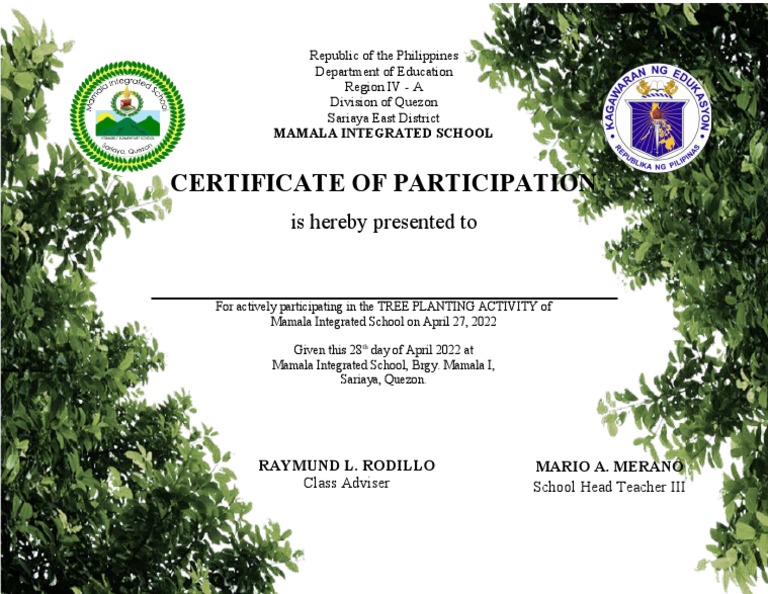 Tree Planting Certificates | PDF