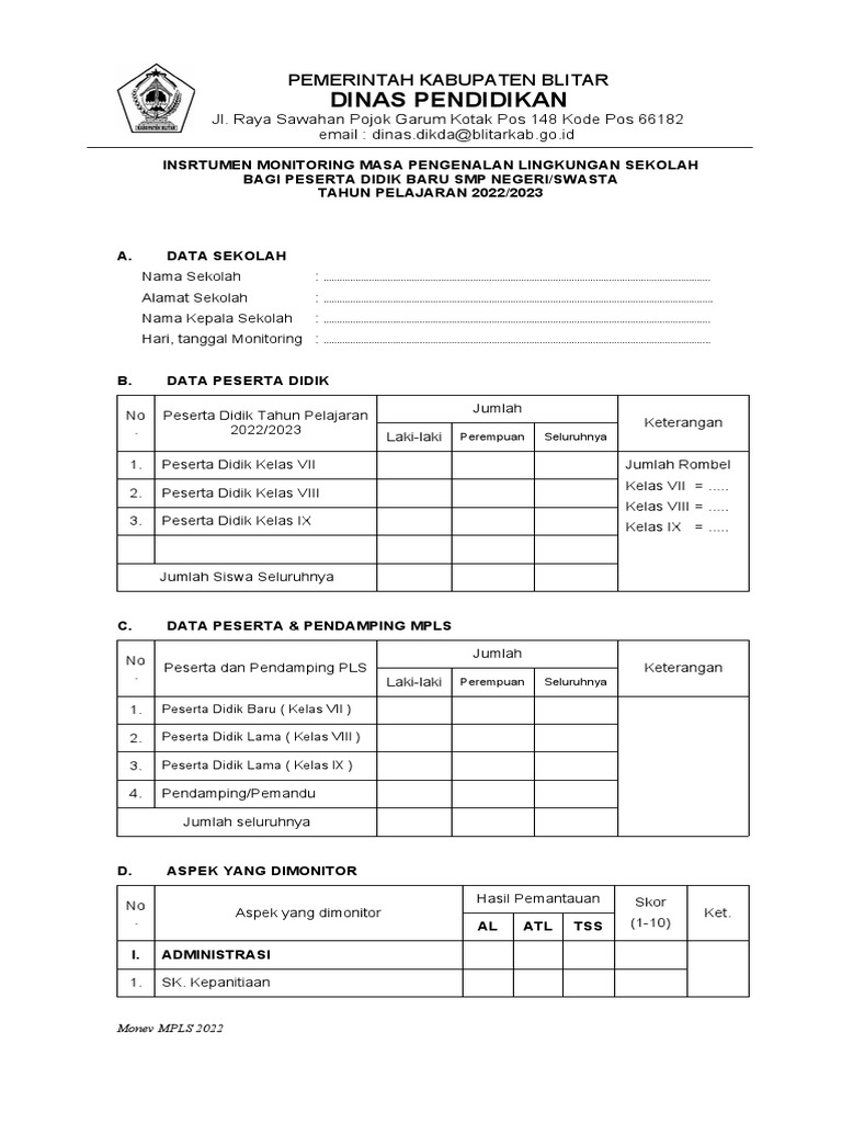 Instrumen Monitoring MPLS 2022 | PDF