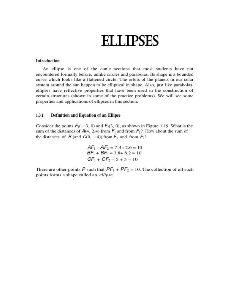 Ellipses | PDF | Ellipse | Cartesian Coordinate System
