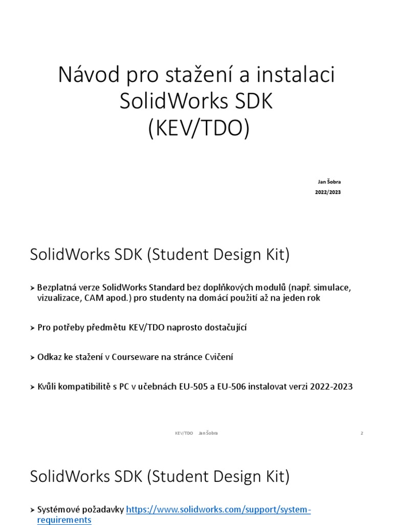 01 Stazeni A Instalace SolidWorks SDK | PDF