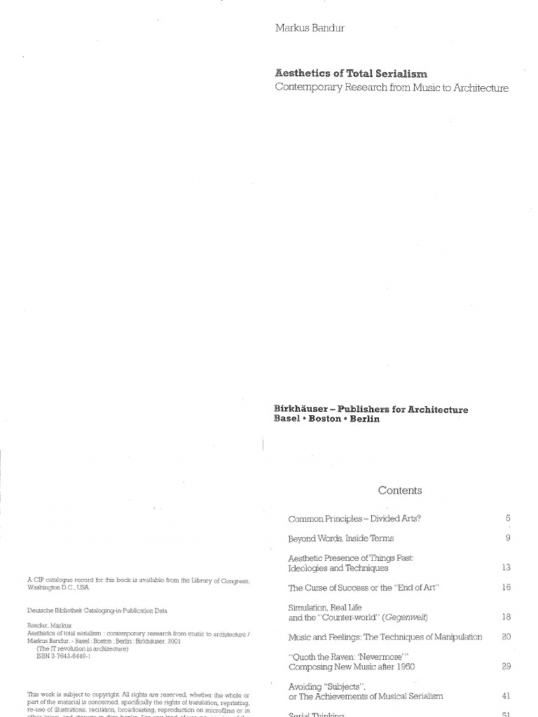 Aesthetics of Total Serialism - Markus Bandur | PDF
