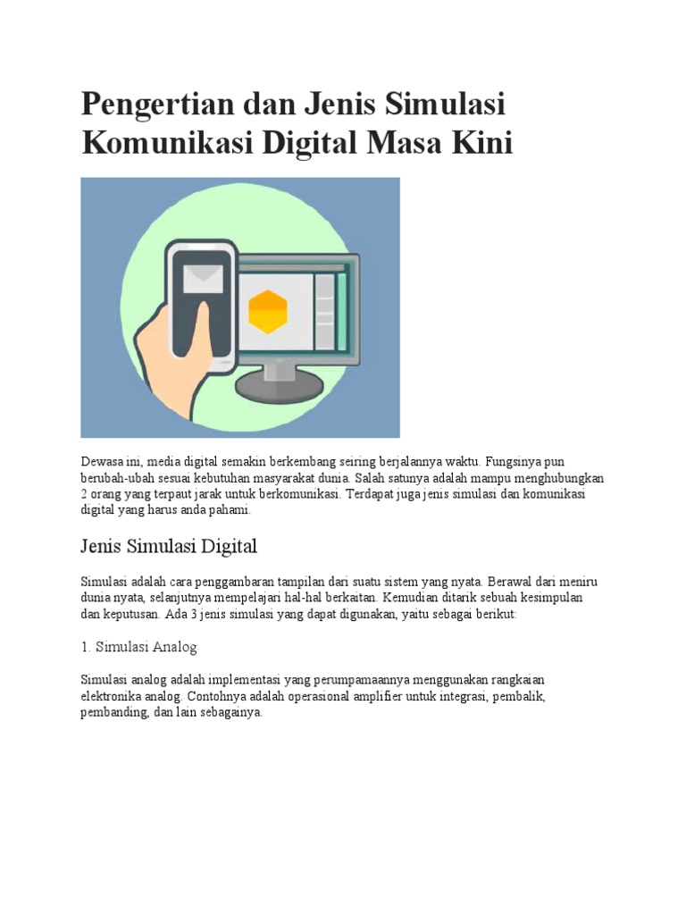 Pengertian Dan Jenis Simulasi Komunikasi Digital Masa Kini | PDF