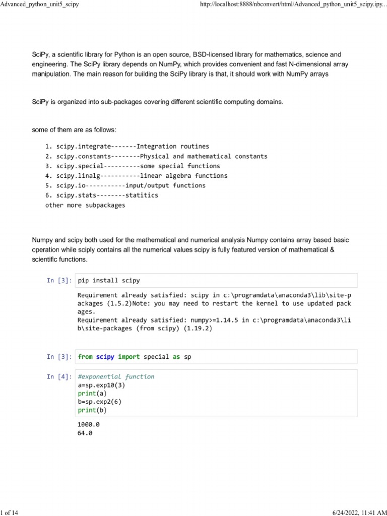 Advanced Python Unit5 Scipy(2) | PDF Advanced Python Unit5 Scipy(2) | PDF