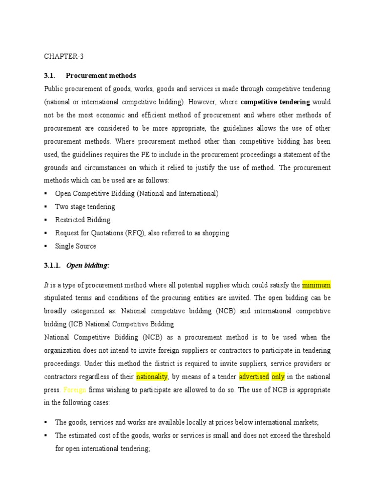 Ch-3 Procurement Methods | PDF | Request For Proposal | Procurement