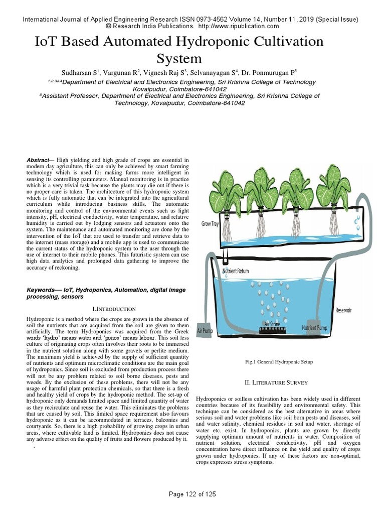 IoT Based Automated Hydroponic Cultivation System | PDF | Hydroponics | Soil