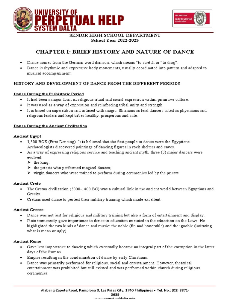 Lesson 1 - BRIEF HISTORY AND NATURE OF DANCE | PDF | Dances | Ancient Egypt Lesson 1 - BRIEF HISTORY AND NATURE OF DANCE | PDF | Dances | Ancient Egypt
