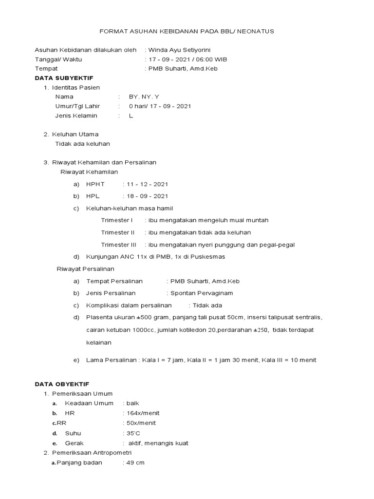 13.format SOAP BBL, NEONATUS | PDF