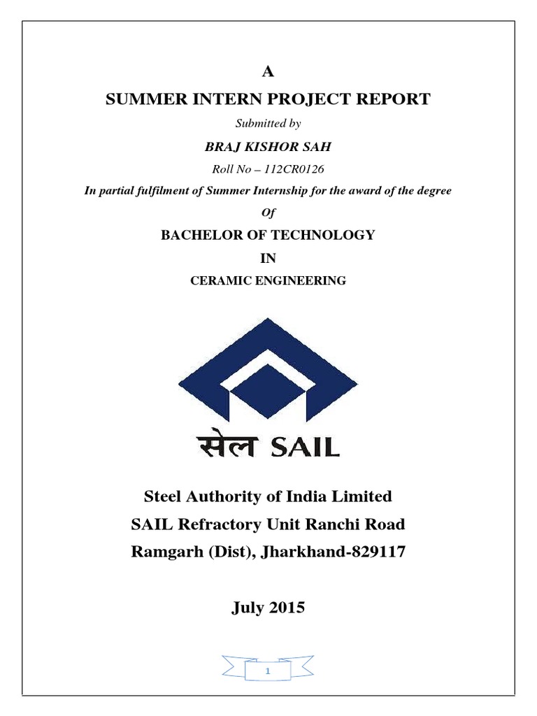 A Summer Intern Project Report: Braj Kishor Sah | PDF | Graphite | Mill (Grinding)