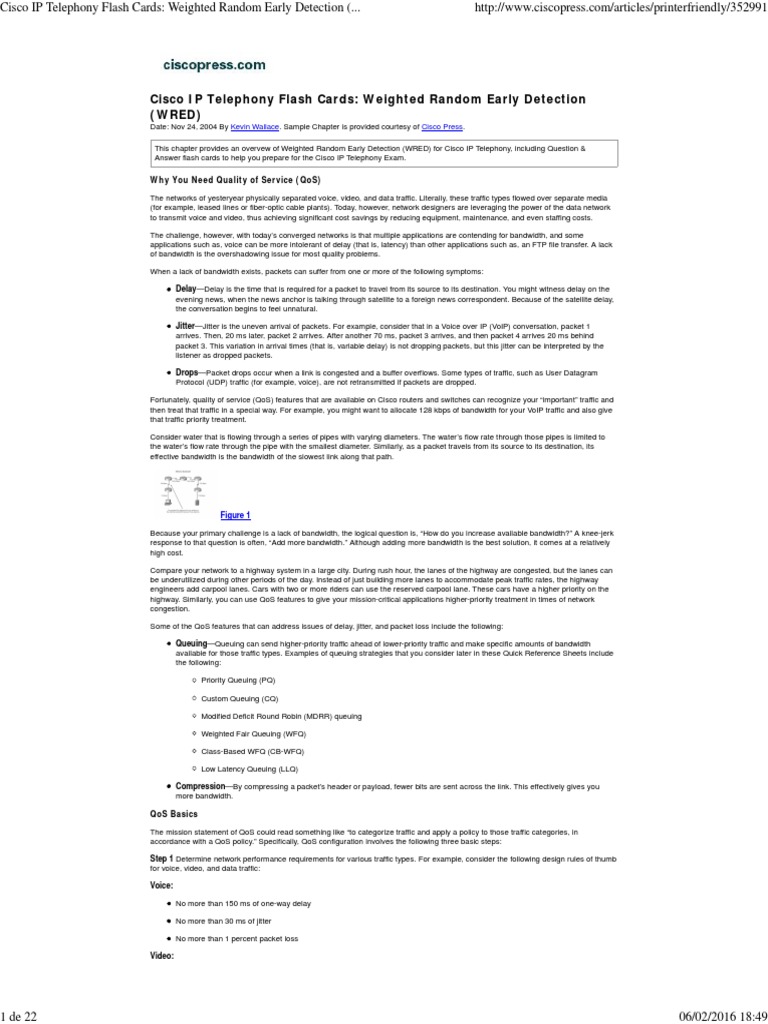 Cisco Ip Telephony Flash Cards Weighted Random Early Detection Wred Why You Need Quality 