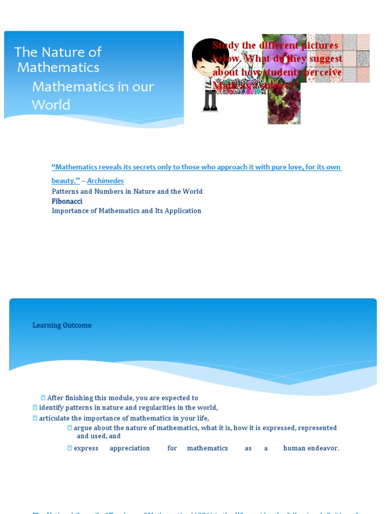 PPT MMW The Nature of Mathematics | PDF | Pattern | Mathematics