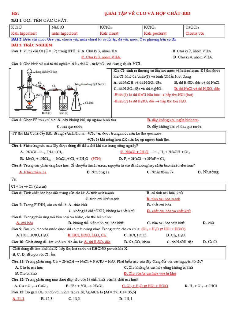 BTTN CLO-HỢP CHẤT-10D-CHỮA đủ | PDF