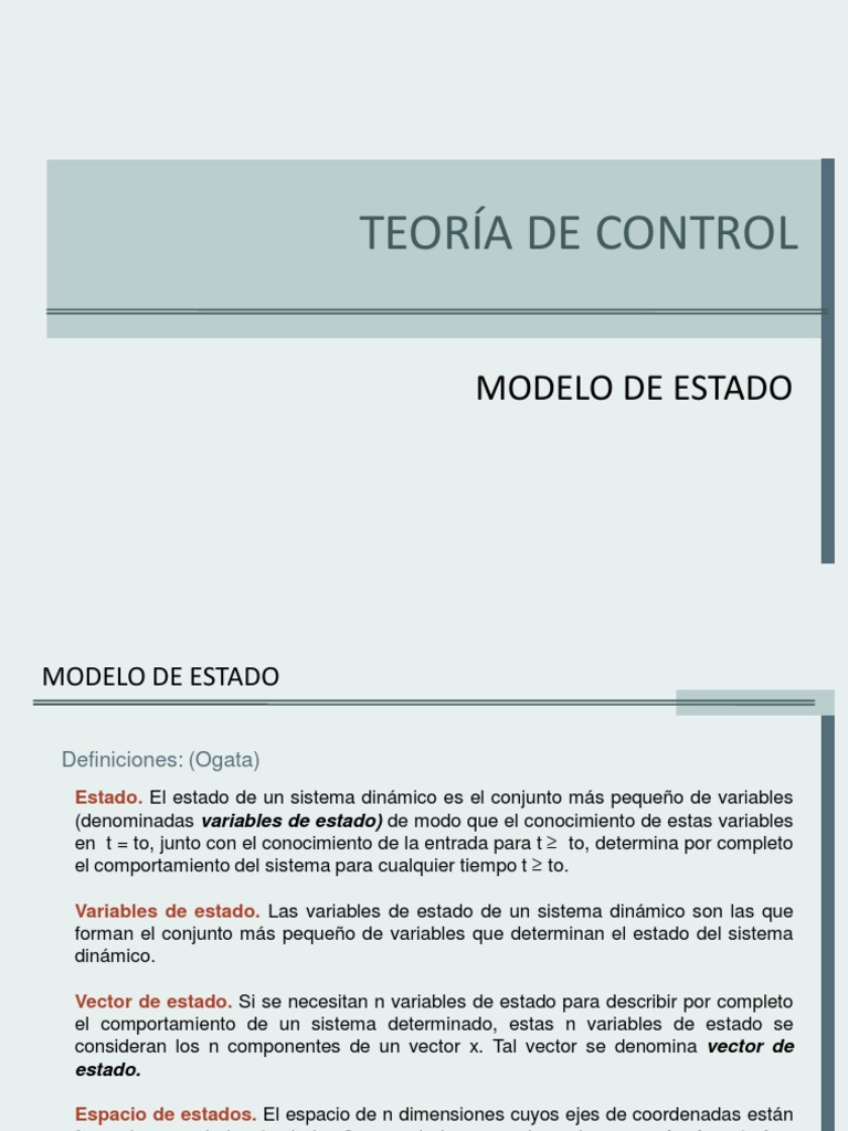 Clase 2 - Modelo de Estado | PDF | Sistema dinamico | Conceptos matemáticos
