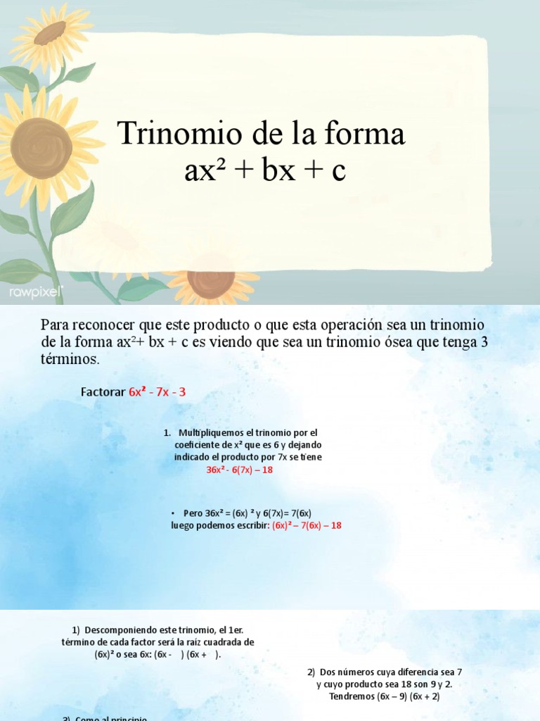 Trinomio de La Forma | PDF | Matemáticas | Matemática Elemental