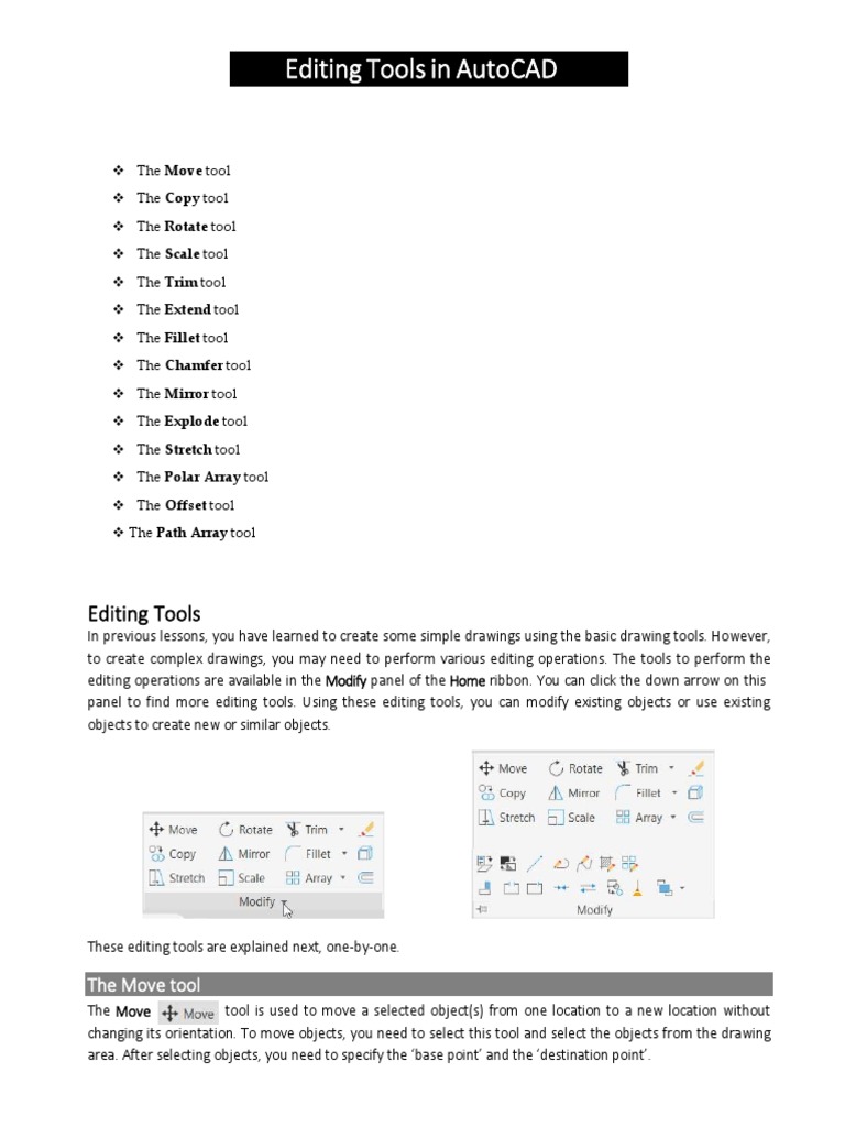 Essential Editing Tools in AutoCAD | PDF | Vertex (Graph Theory ...