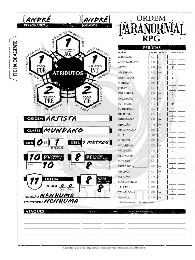 Ficha para Ordem Paranormal | PDF