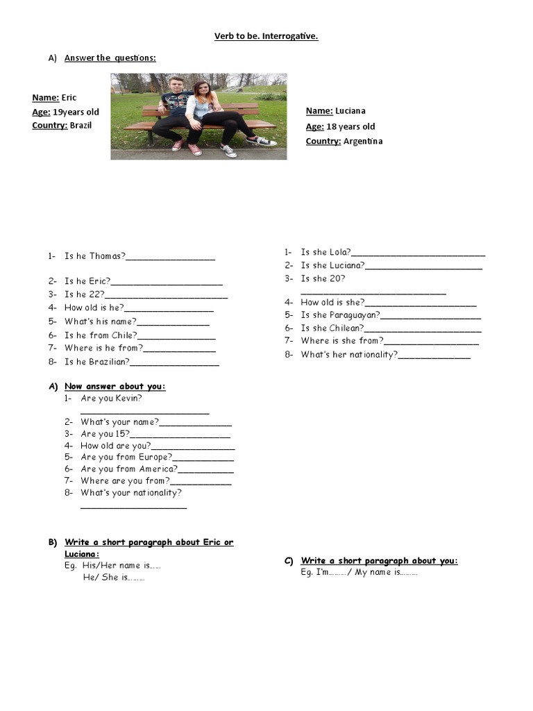 Verb To Be Interrogative Short Answers | PDF