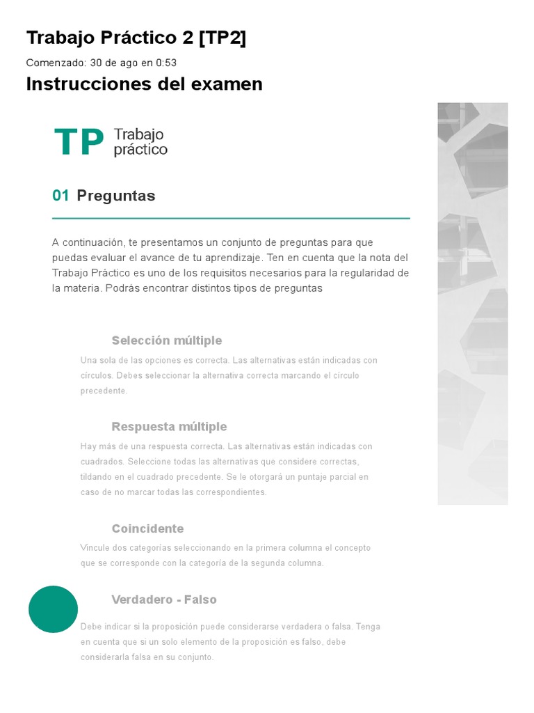 Examen - Trabajo Práctico 2 (TP2) 2 | PDF | Prueba (evaluación)