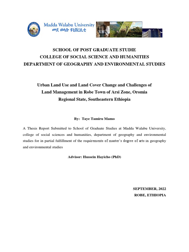 Urban Land Use Changes in Robe Town | PDF | Thesis | Sampling (Statistics)