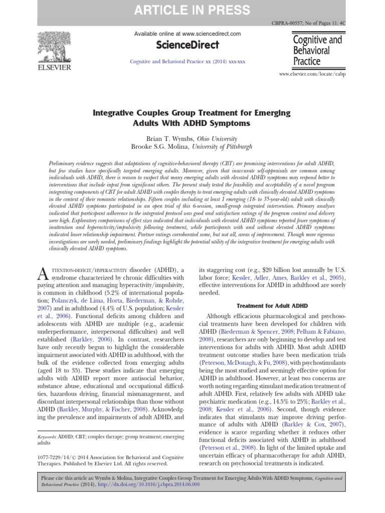 Integrative Couples Group Treatment For Emerging Adults With ADHD ...