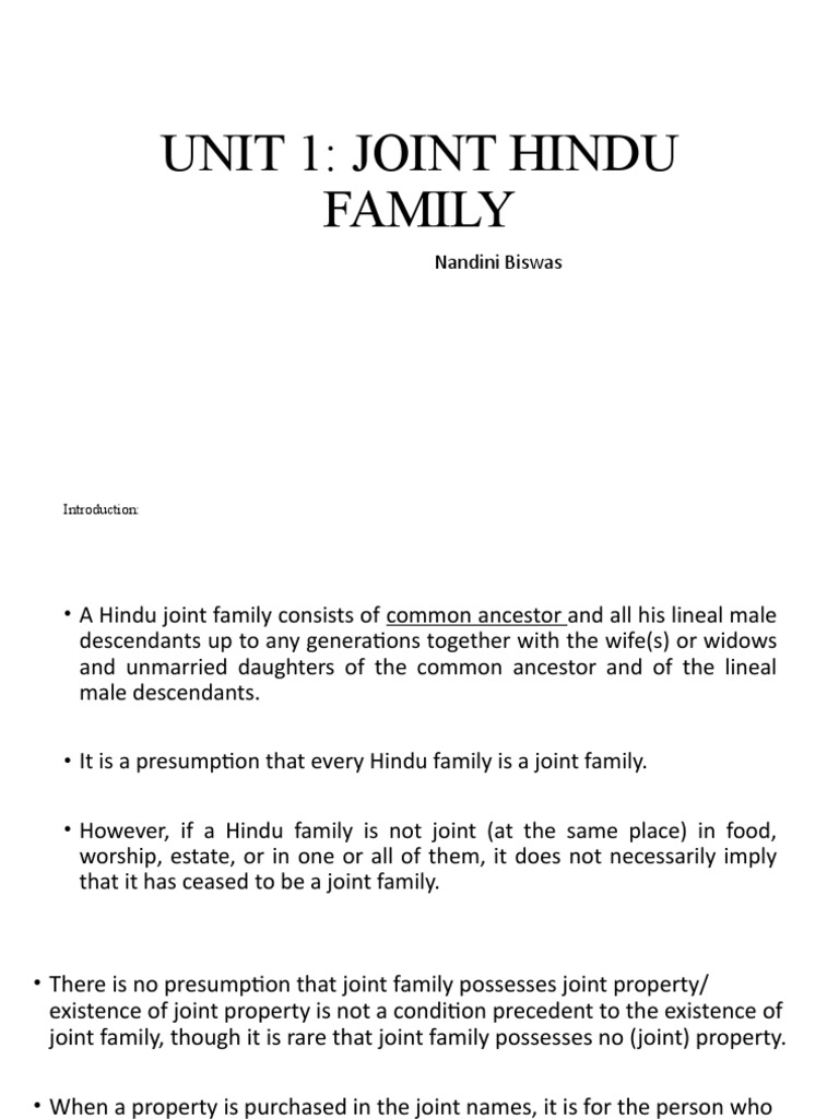 Hindu Joint Family & Coparcenary | PDF | Concurrent Estate | Private Law