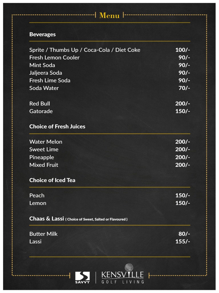 Extensive Beverage and Food Menu | PDF | Drink | Potato