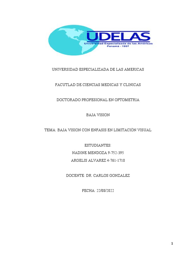 Baja Vision Generalidades 2 | PDF | Percepción visual | Discapacidad visual