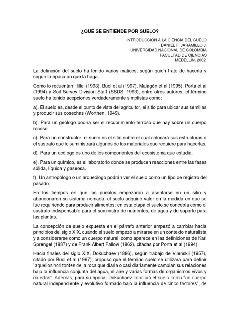Lectura 1. Contextualizacion. Qué Se Entiende Por Suelo | PDF | Suelo ...