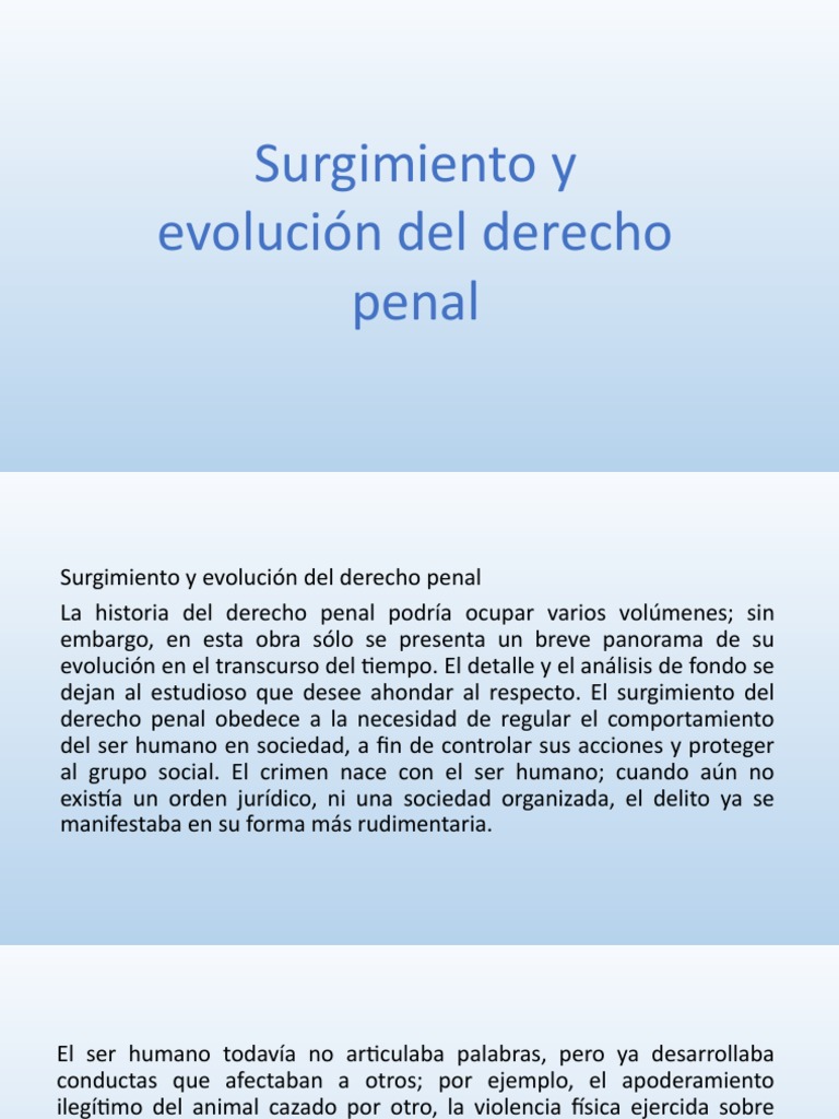 Evolución Histórica Del Derecho Penal | PDF | Derecho penal | Libre albedrío
