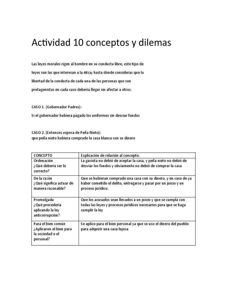 Actividad 10 Conceptos y Dilemas | PDF